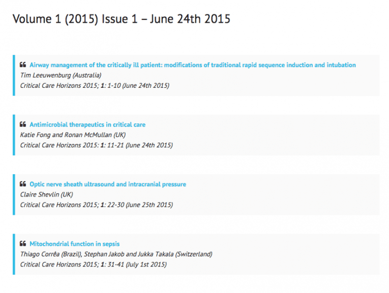 Critical Care Horizons - A FOAM Critical Care Journal - REBEL EM ...