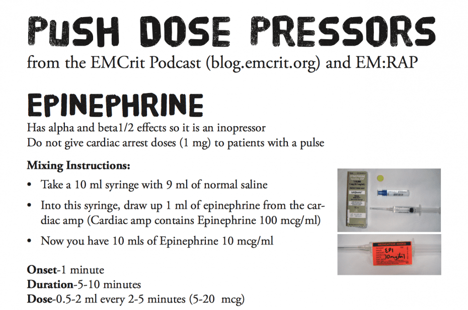 Push-Dose Pressor - REBEL EM - Emergency Medicine Blog