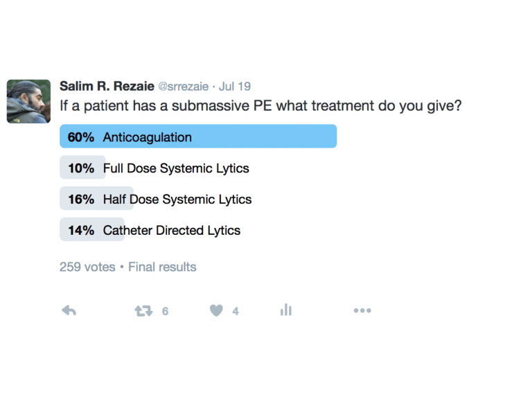 Treatment of Submassive Pulmonary Embolism (PE): Full Dose, Half Dose ...